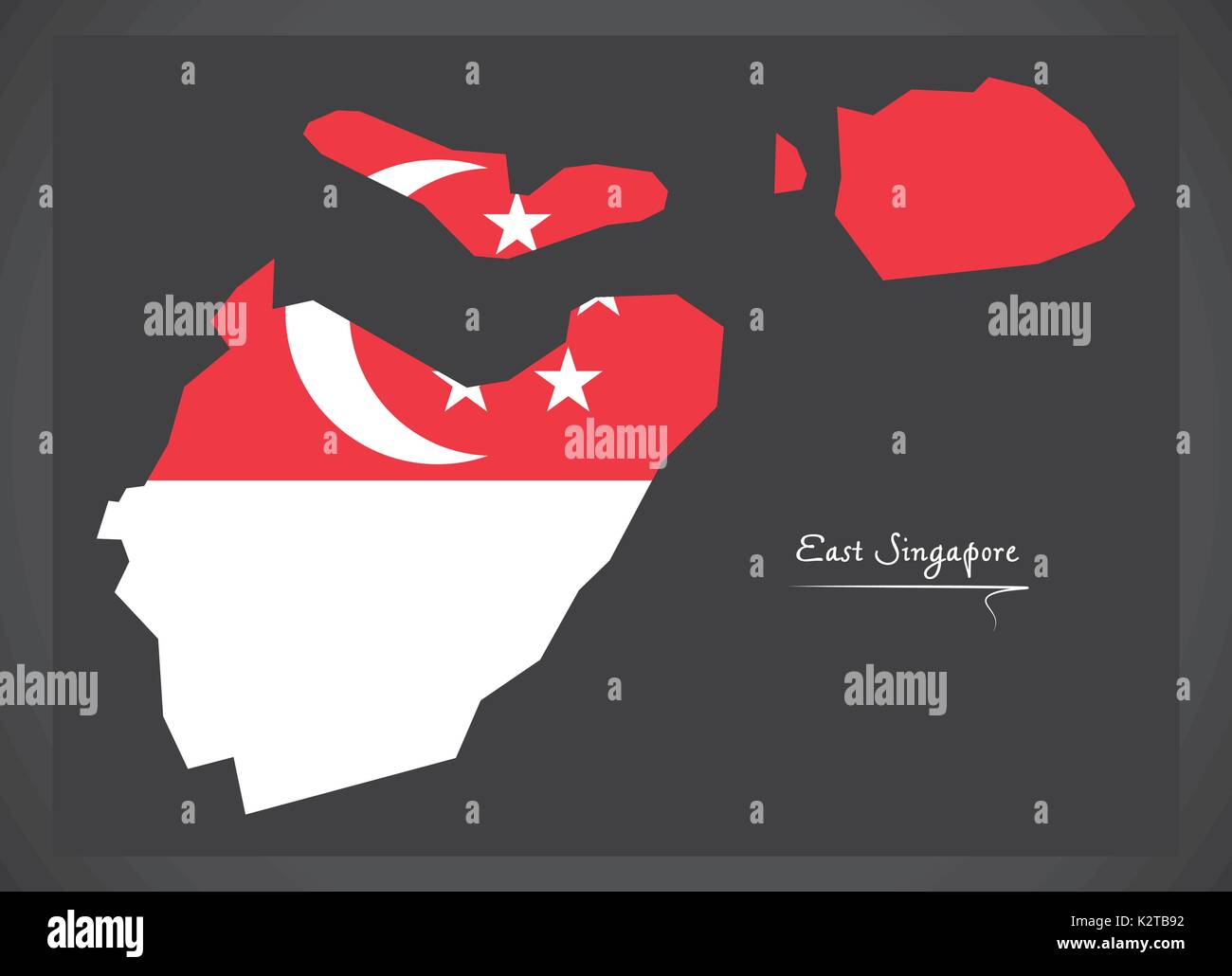 East Singapore map with national flag illustration Stock Vector Image ...