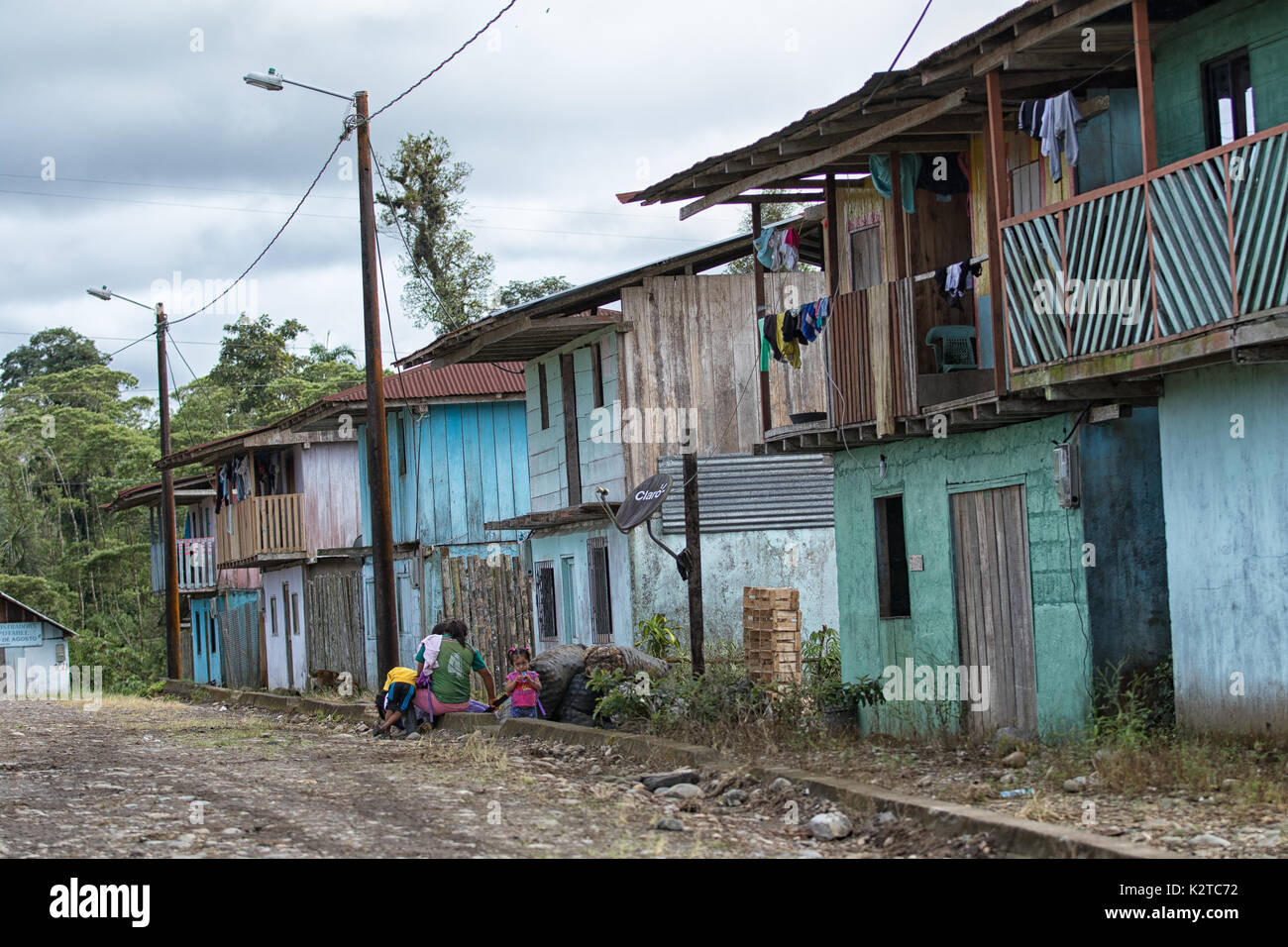 June 5, 2017 Lago Agrio, Ecuador: typical indigenous village in the oil ...