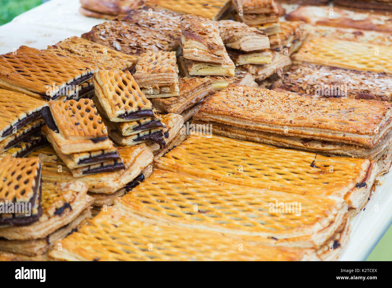 Counter with coca - is typical pastry of Catalonia Stock Photo - Alamy