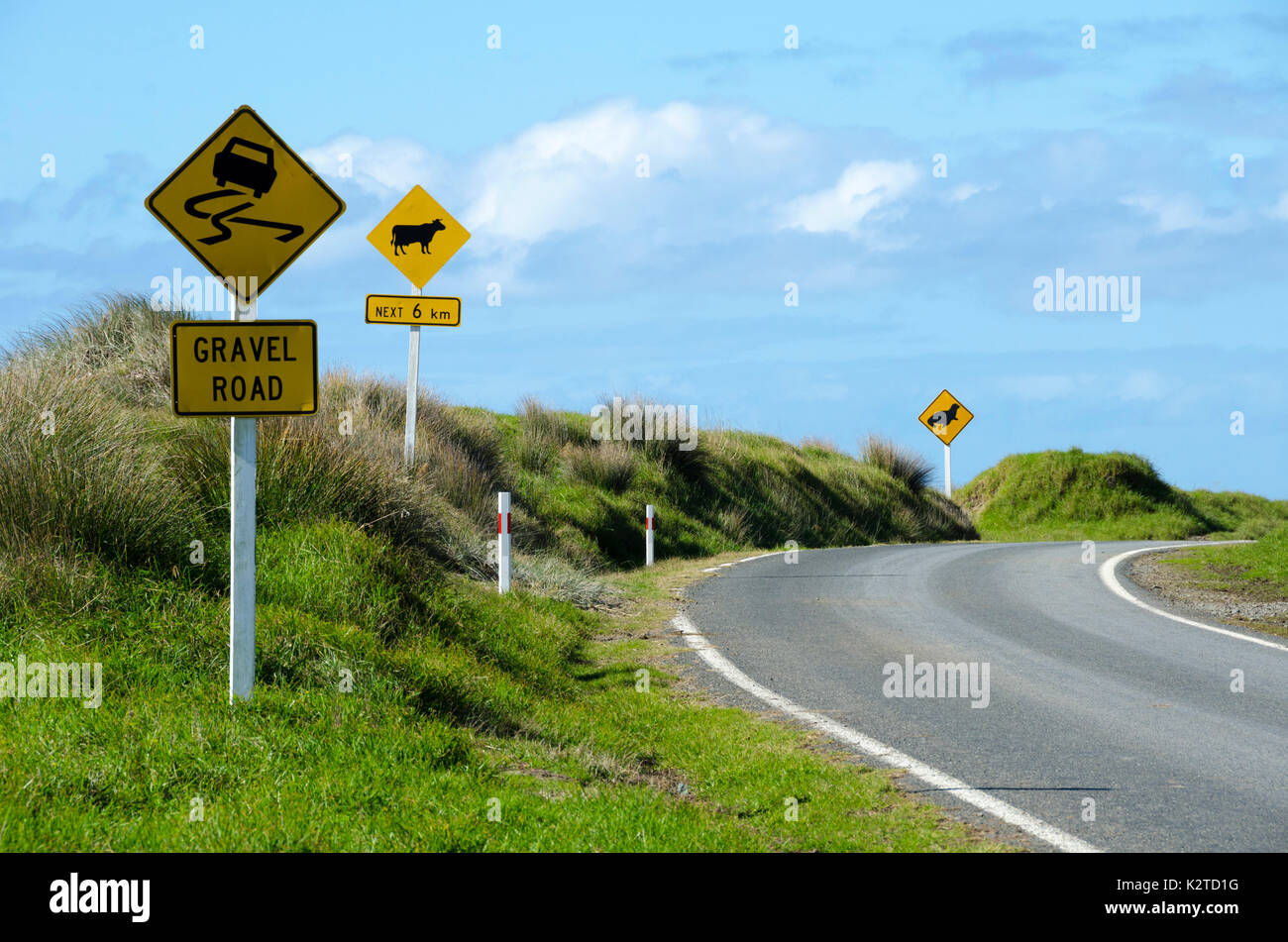 New zealand road sign gravel hi-res stock photography and images - Alamy