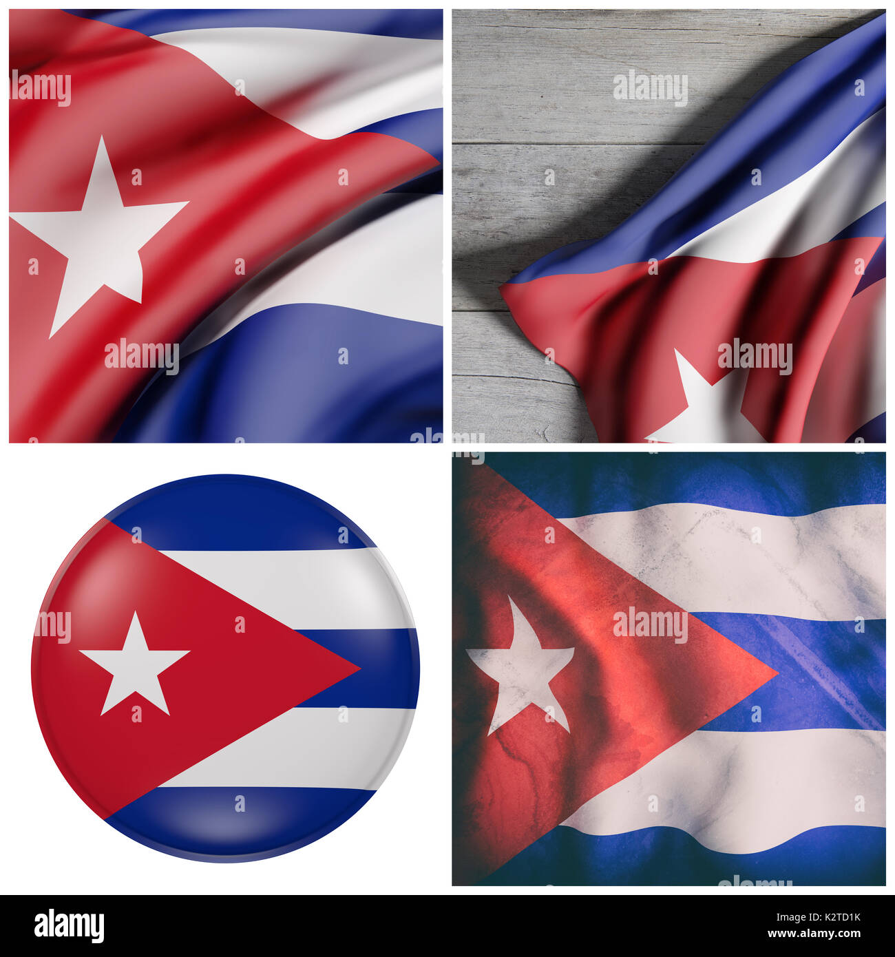 Composition of four 3d rendering of Cuba flags waving Stock Photo - Alamy