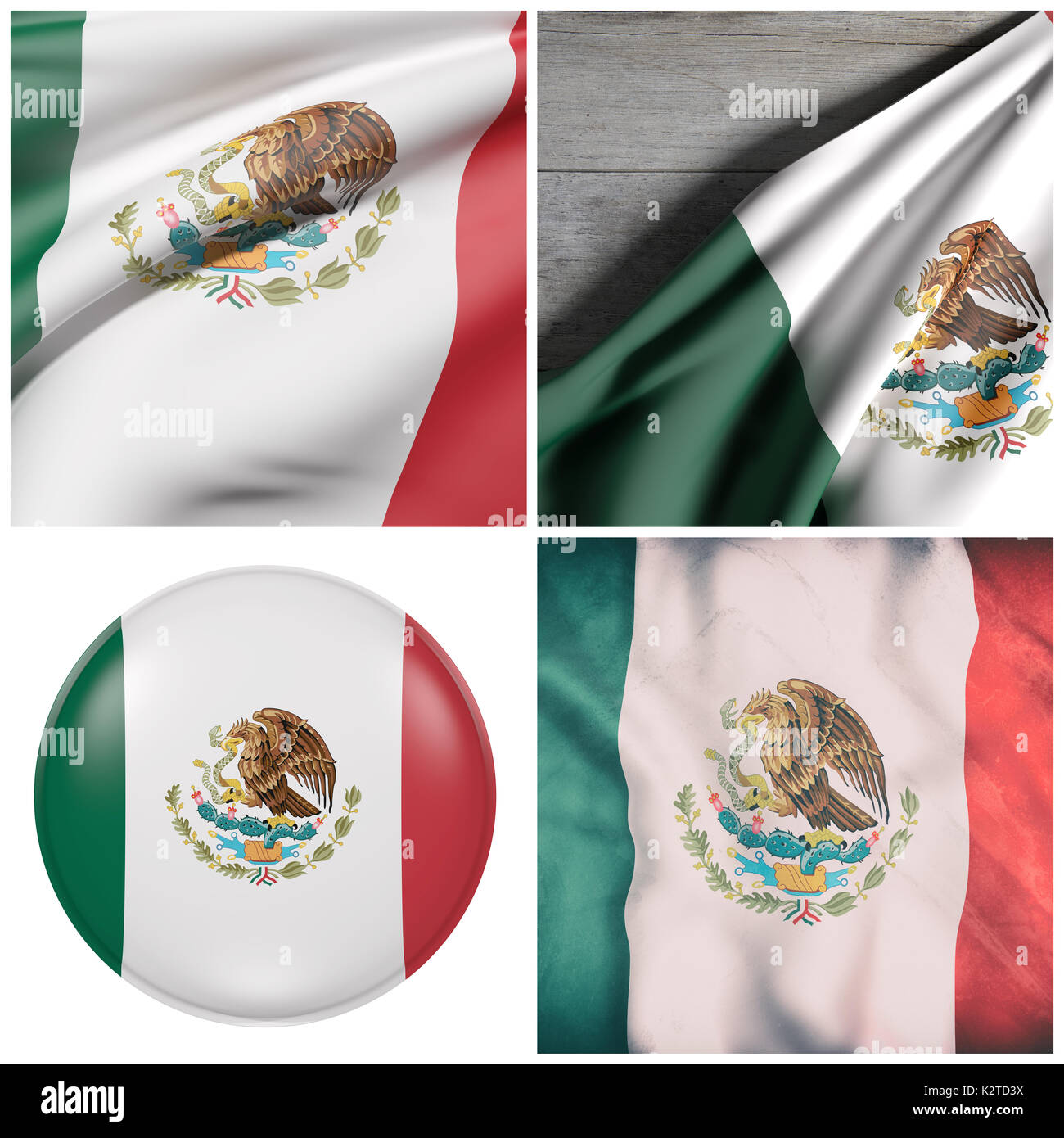 Composition of four 3d rendering of Mexico flags waving Stock Photo - Alamy