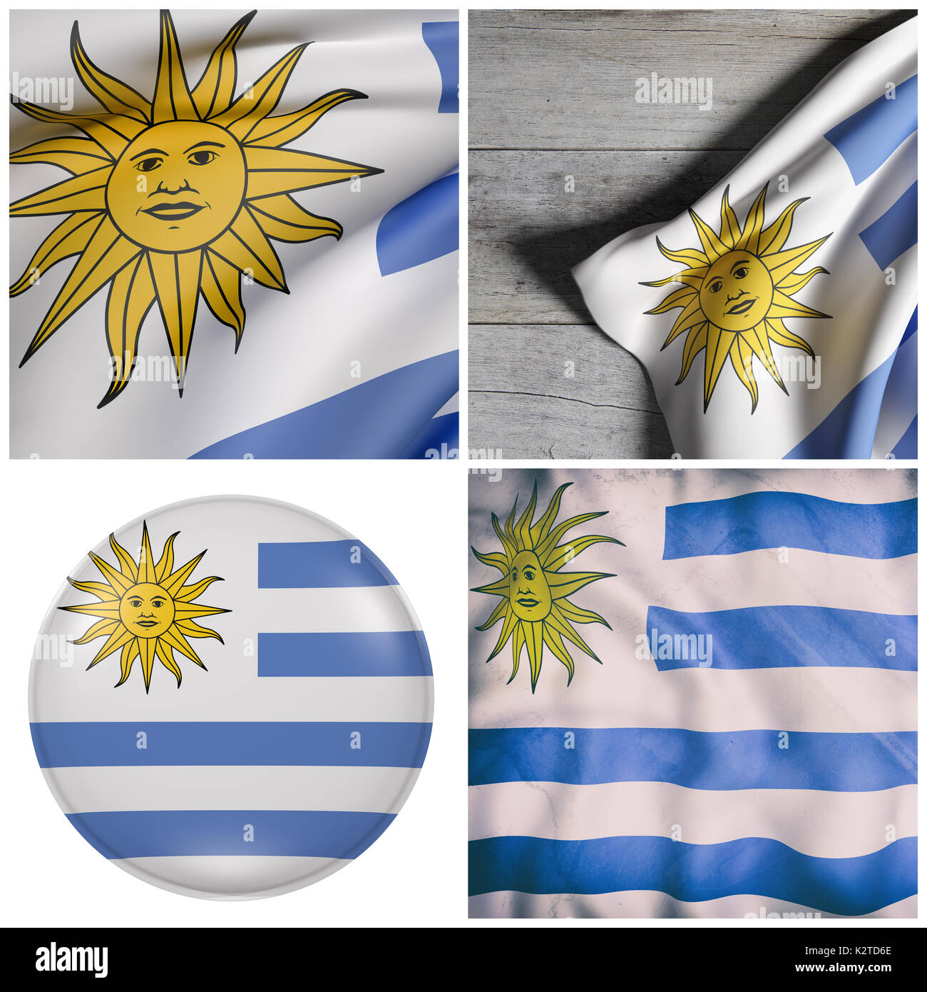 Composition of 3d rendering Uruguay flags waving Stock Photo - Alamy