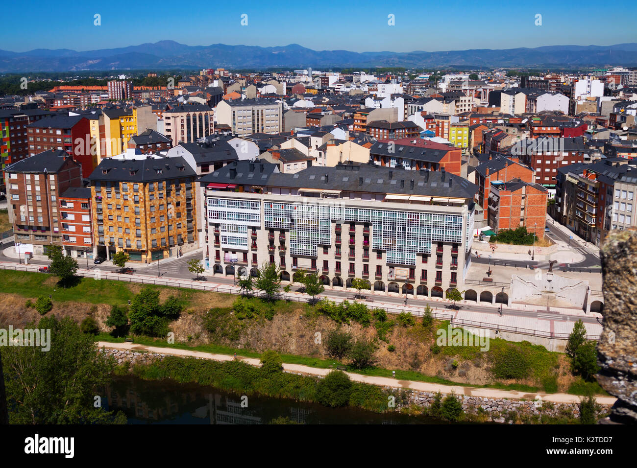 residence districts of Ponferrada from castle. Spain Stock Photo - Alamy
