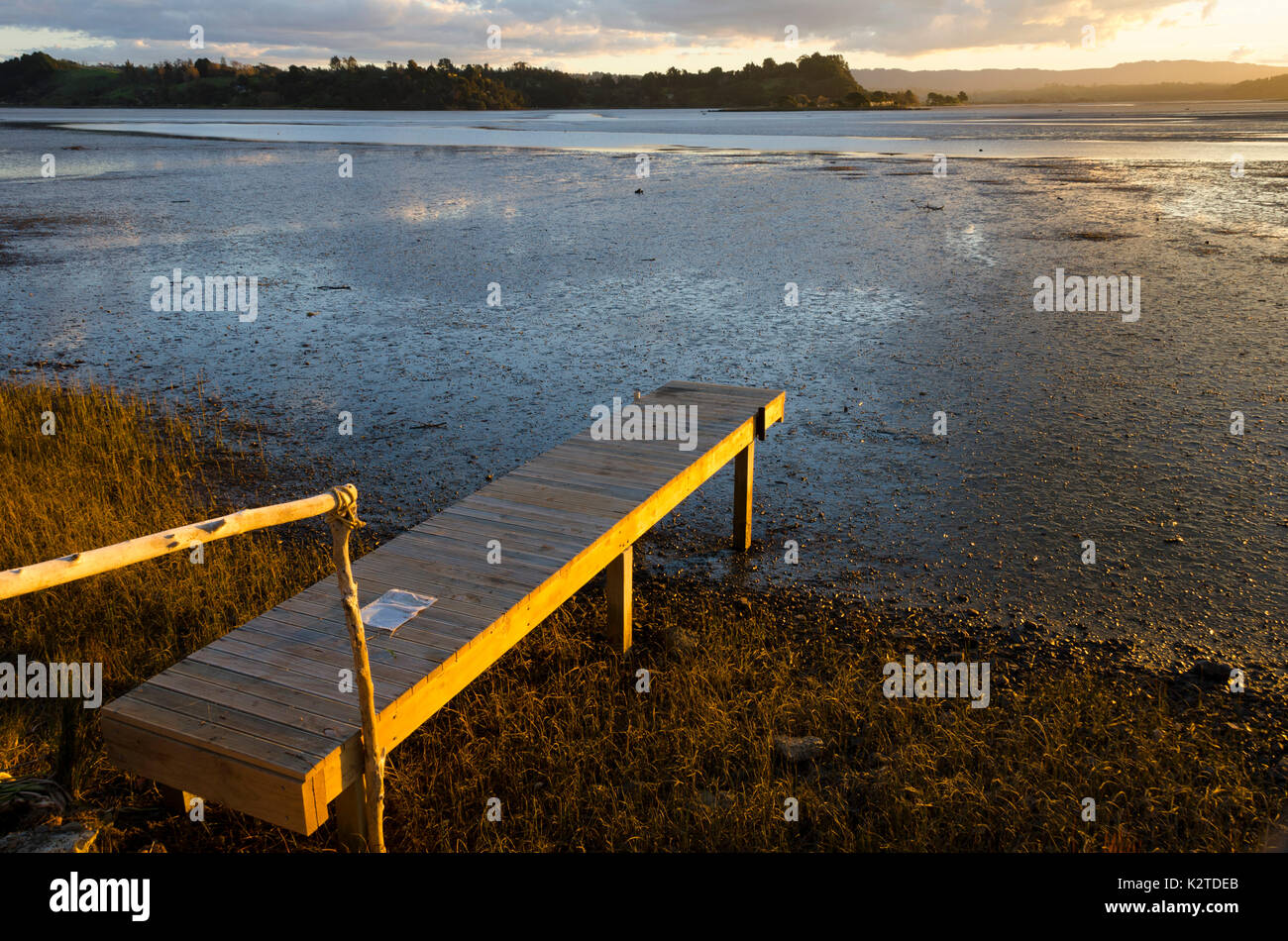 Small jetty, Ohiwa Harbour, near Opotiki, Bay Of Plenty, North Island ...