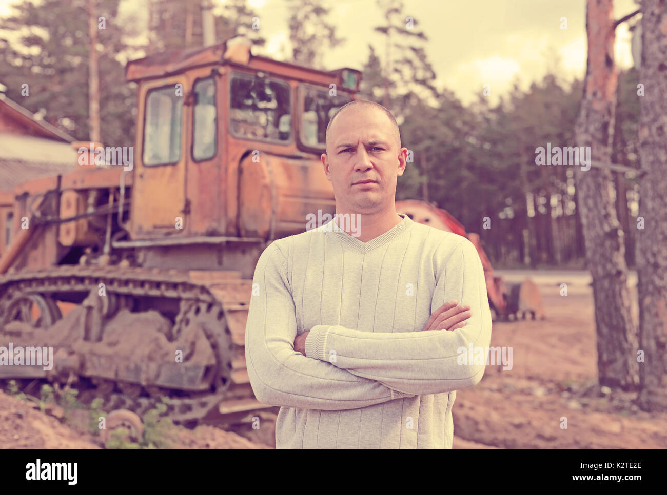 Portrait of tractor operator at workplace Stock Photo - Alamy