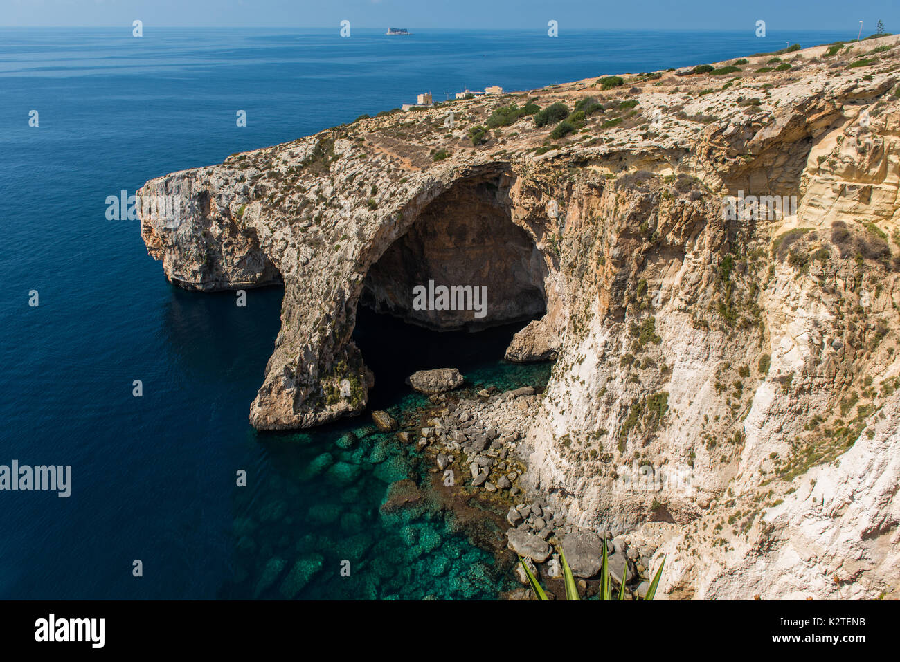 Blue grotto cave in Malta. Natural limestone arch over a lagoon Stock ...
