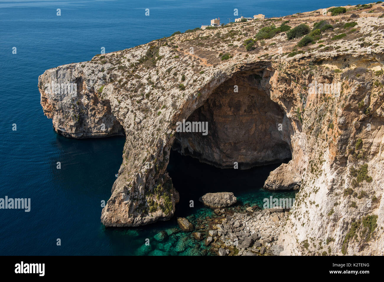 Blue grotto cave in Malta. Natural limestone arch over a lagoon Stock ...