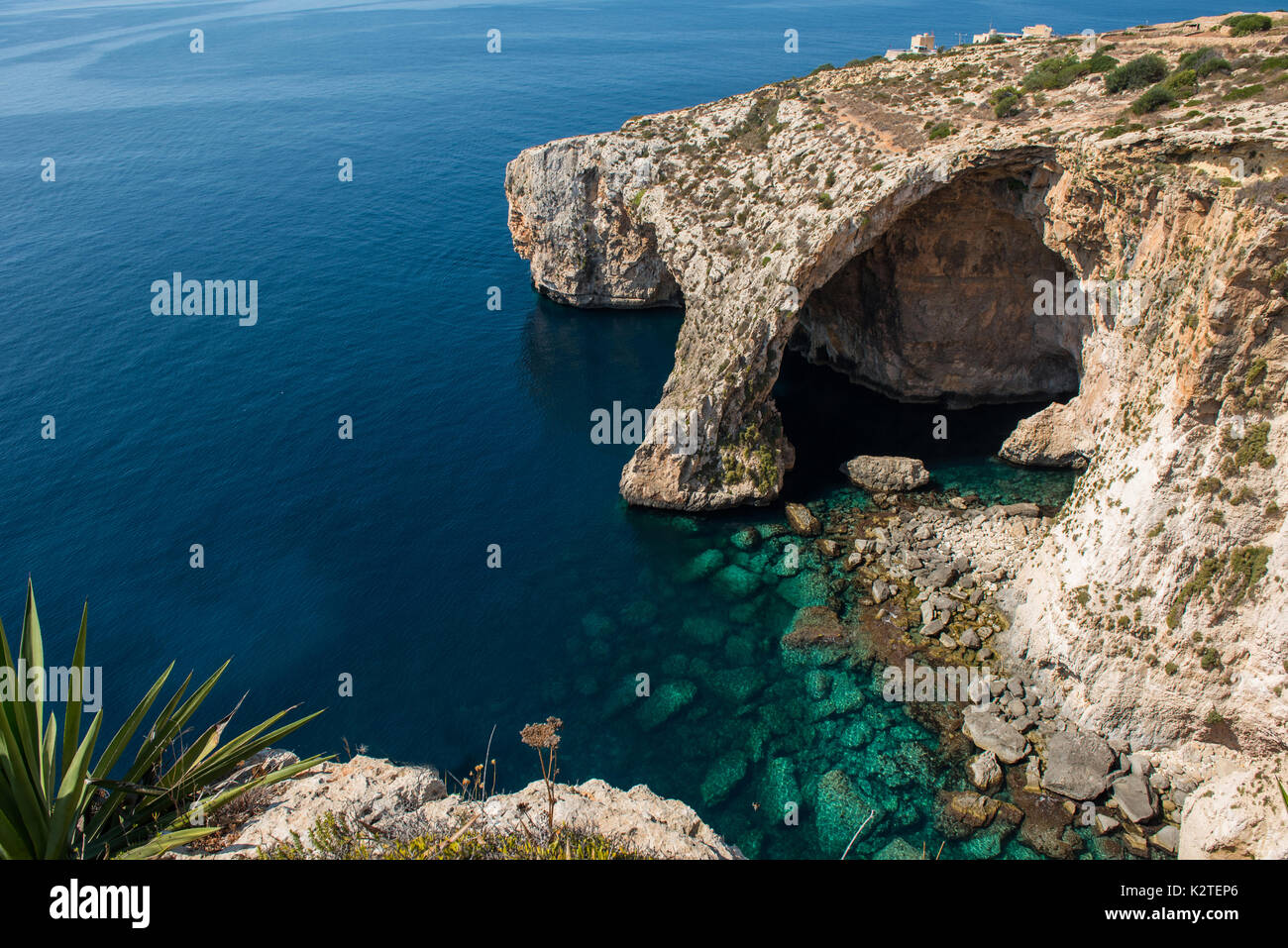 Blue grotto cave in Malta. Natural limestone arch over a lagoon Stock ...