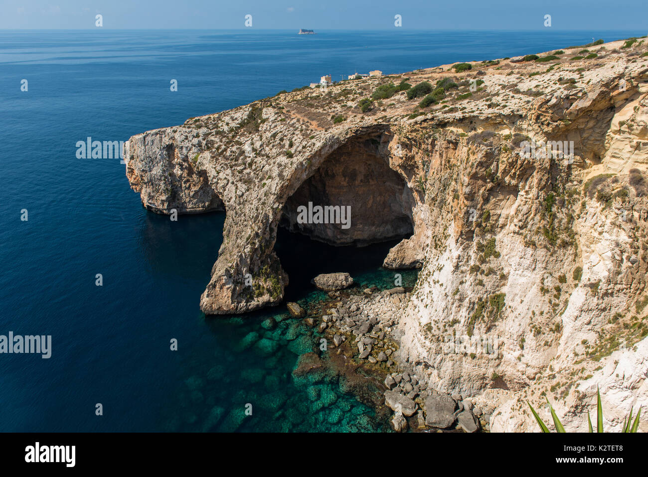 Blue grotto cave in Malta. Natural limestone arch over a lagoon Stock ...