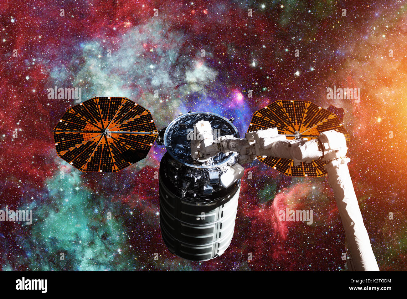 Cargo spacecraft - The Automated Transfer Vehicle over spiral galaxy ...