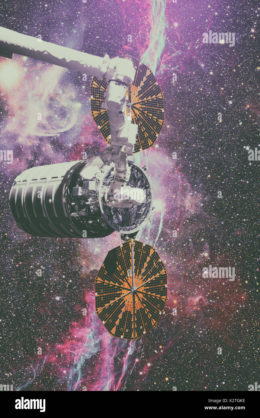 Cargo spacecraft - The Automated Transfer Vehicle over spiral galaxy ...