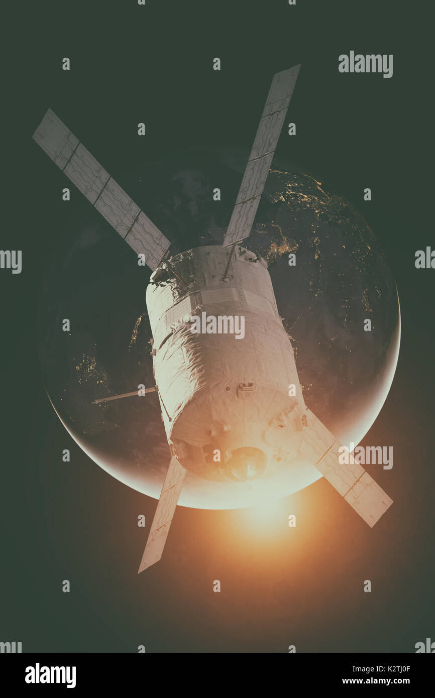 Cargo spacecraft - The Automated Transfer Vehicle over the planet Earth ...