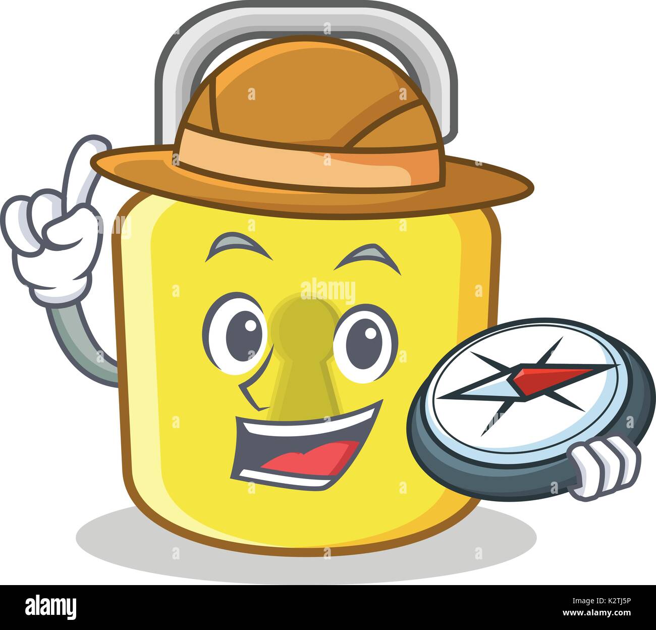Explorer yellow lock character mascot Stock Vector Image & Art - Alamy