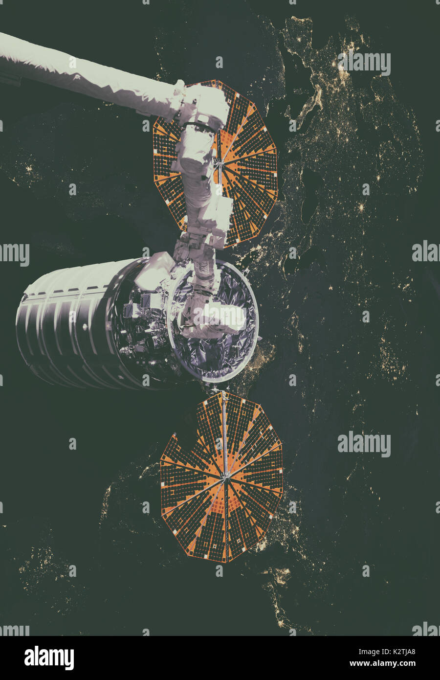 The Cygnus spacecraft in open space. Elements of this image furnished ...