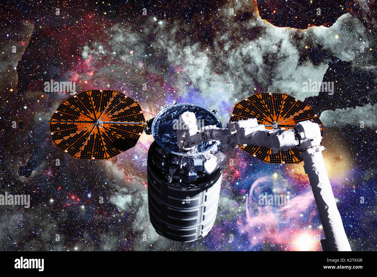 The Cygnus spacecraft in open space. Elements of this image furnished ...