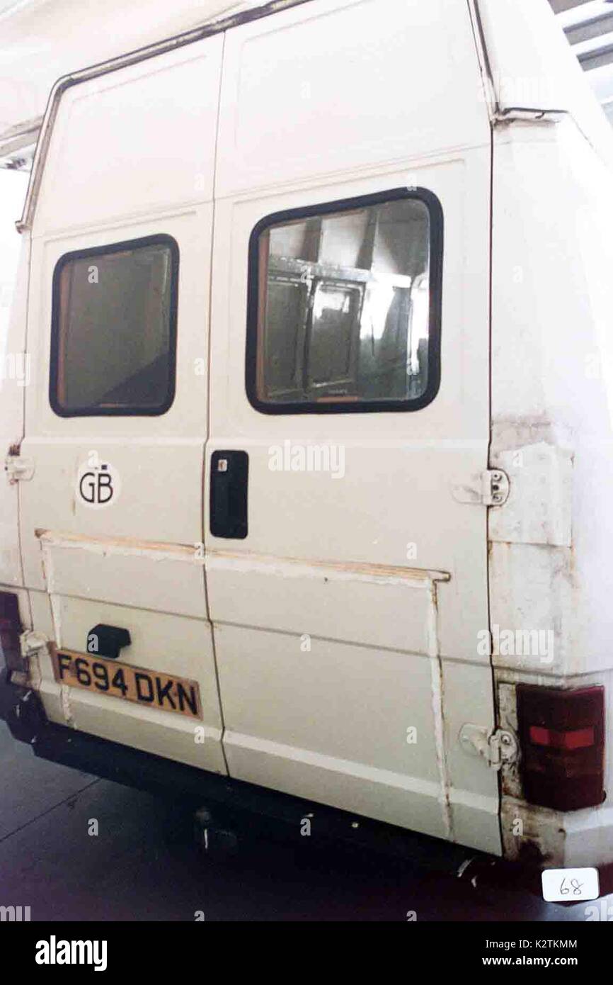SARAH PAYNE MURDER TRIAL DAY 10. POLICE PHOTOGRAPHS - ROY WHITING'S VAN ...
