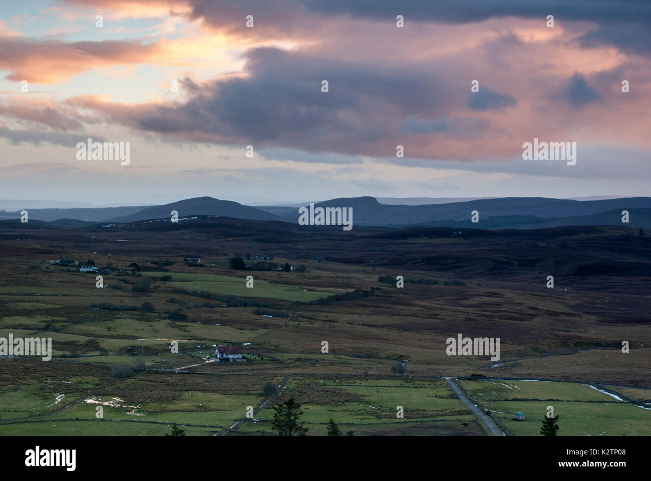 Crofts in Rogart at sunset, Sutherland, Scotland, UK Stock Photo - Alamy