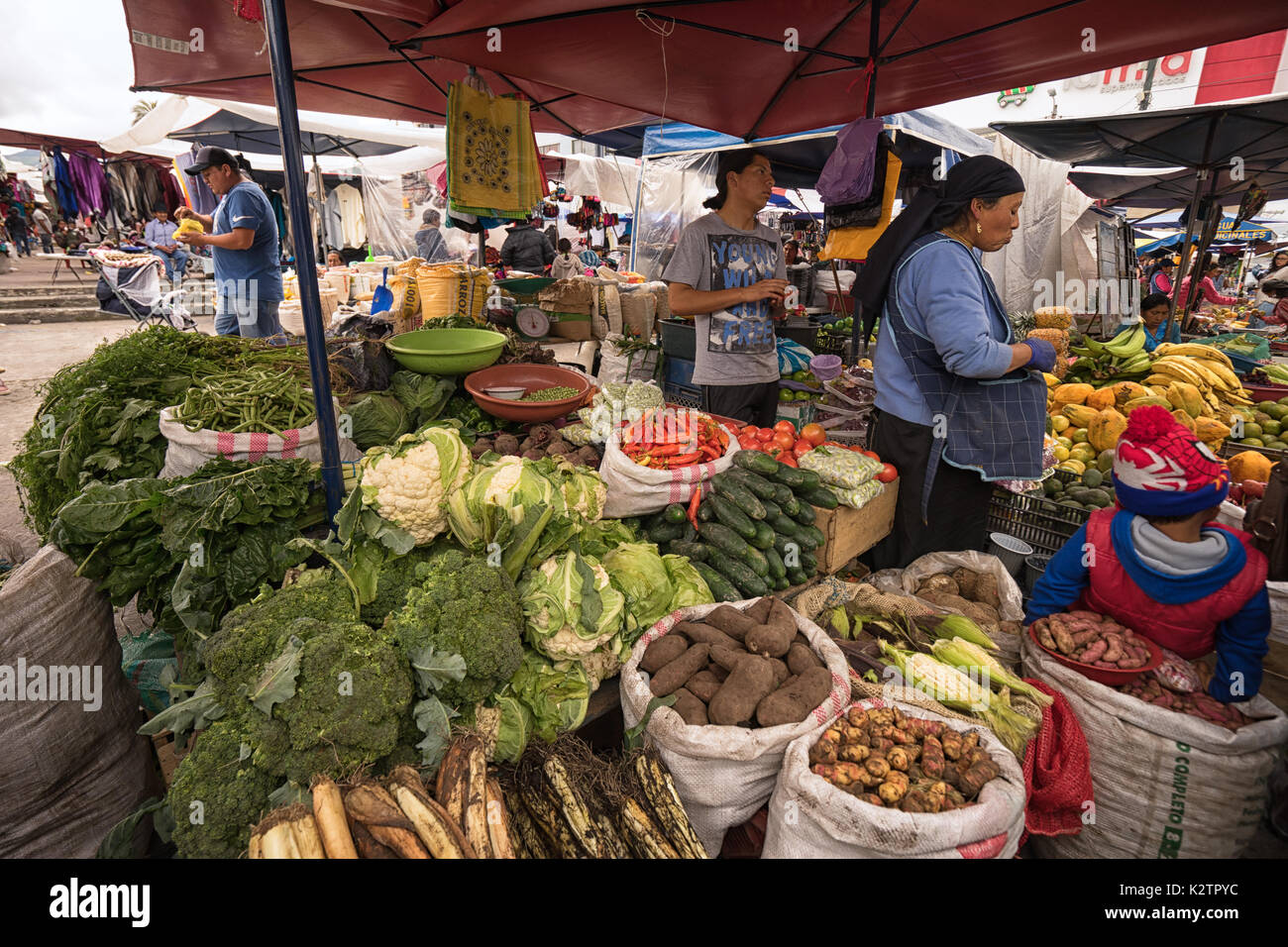 May 6, 2017 Otavalo, Ecuador: produce vendor in the Saturday market ...