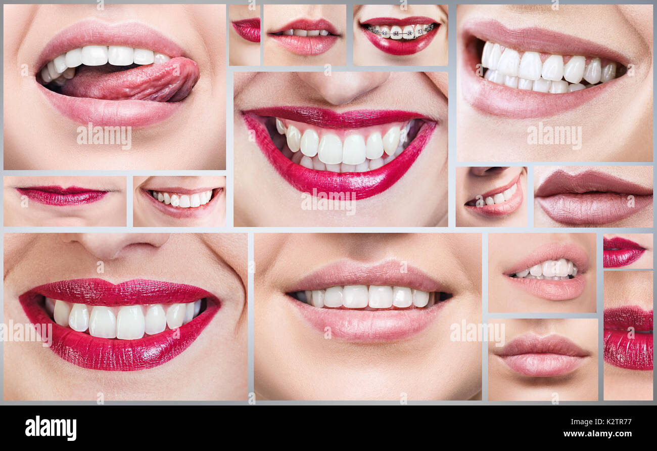 Collage of healthy smiling people Stock Photo - Alamy