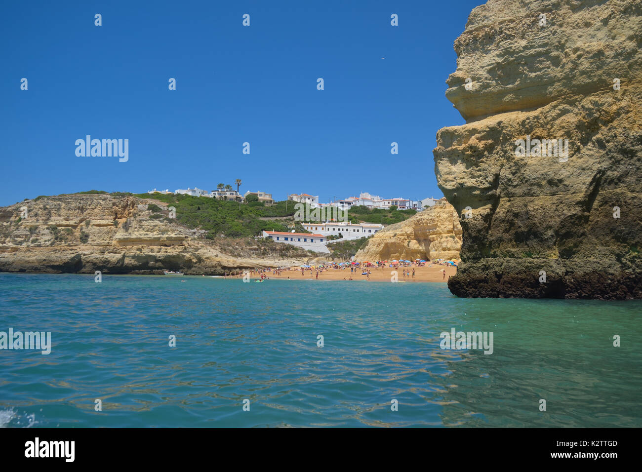 Beach of Benagil seen from a boat Stock Photo - Alamy