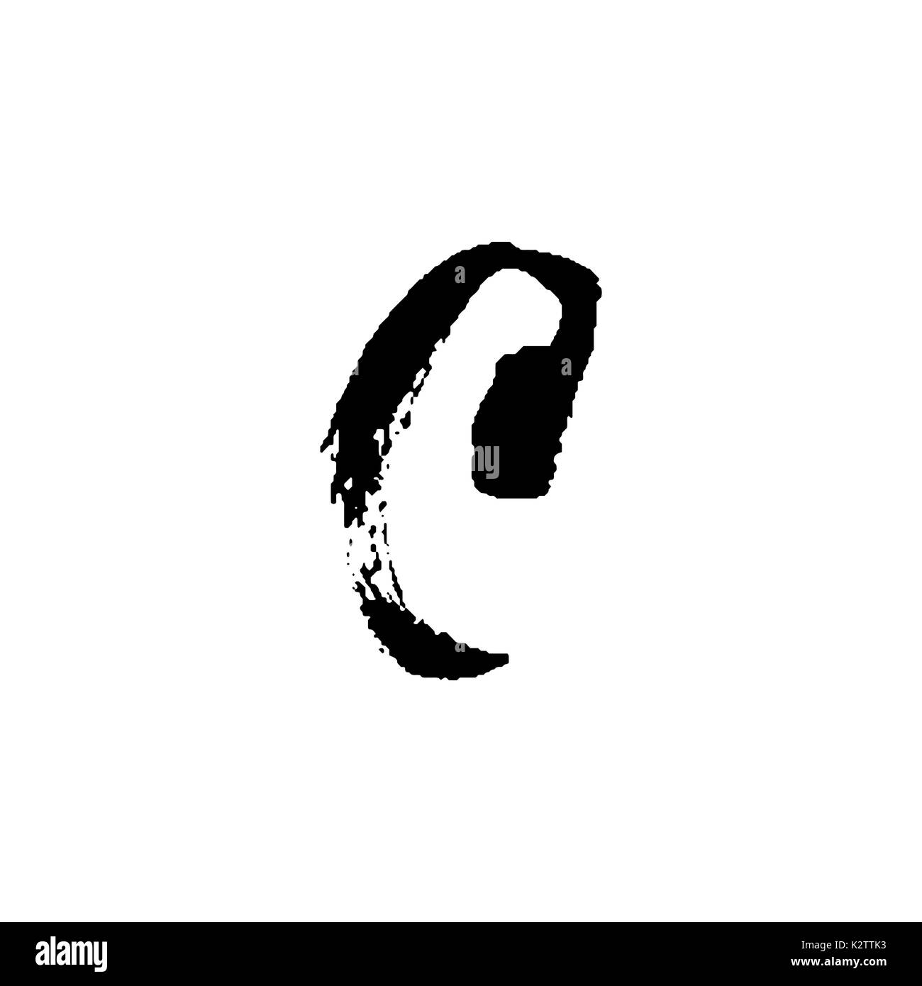 Letter C. Handwritten by dry brush. Rough strokes font. Vector ...