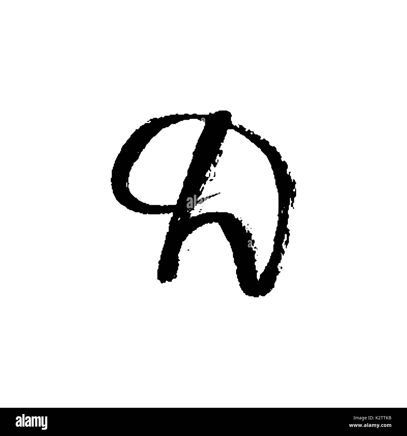 Letter D. Handwritten by dry brush. Rough strokes font. Vector ...