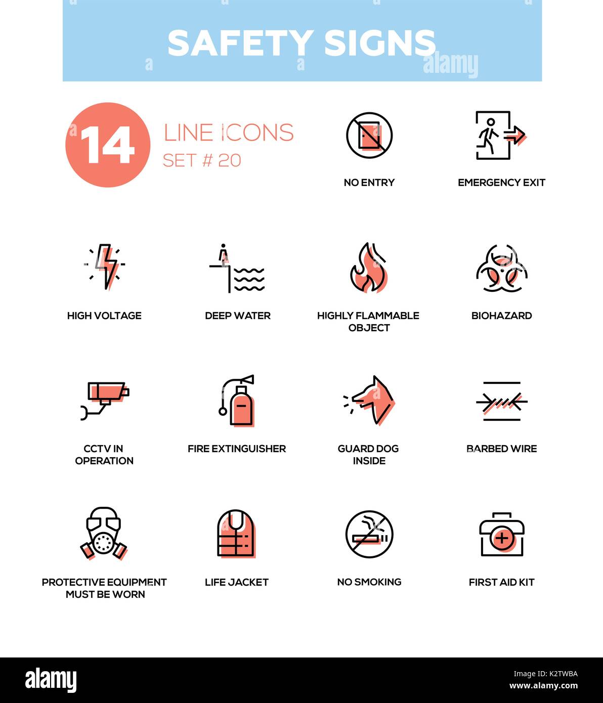 Safety Signs - modern simple icons, pictograms set Stock Vector Image ...