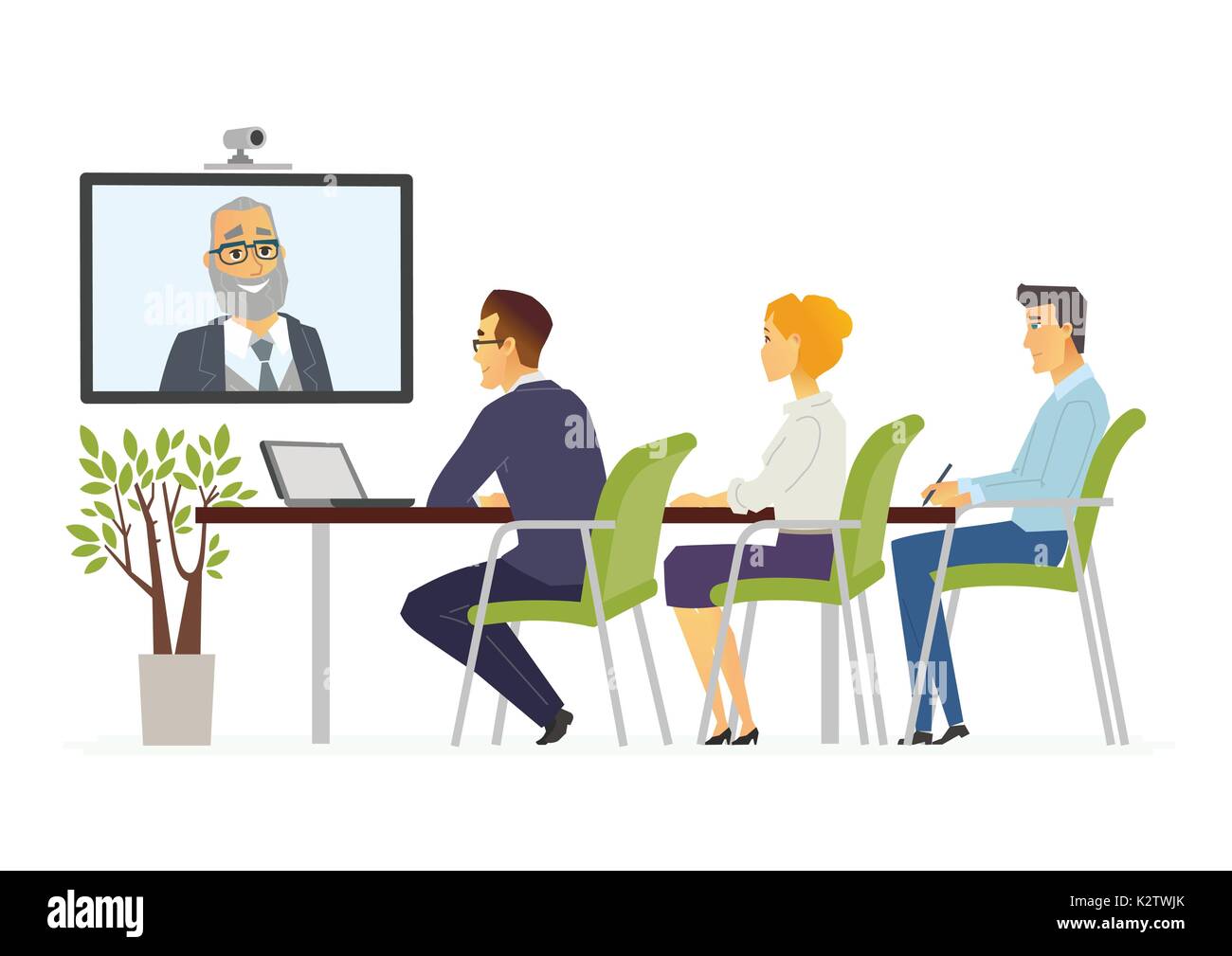 Distance Meeting - modern vector cartoon business characters ...