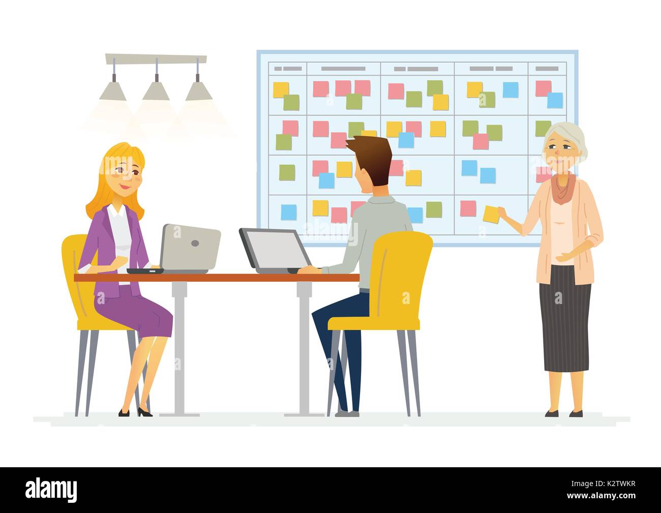 Office Kanban planning system - modern vector business cartoon ...