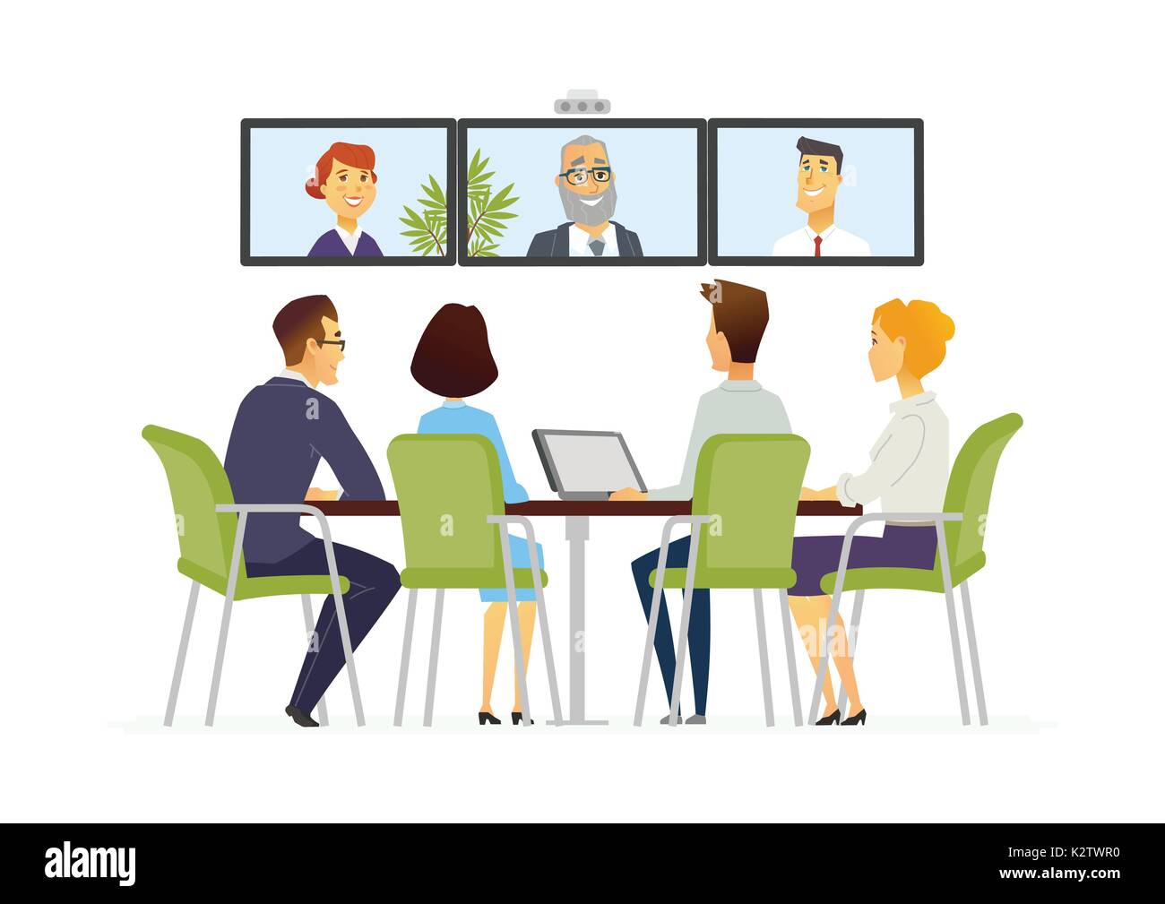Distance Meeting - modern vector business cartoon characters ...