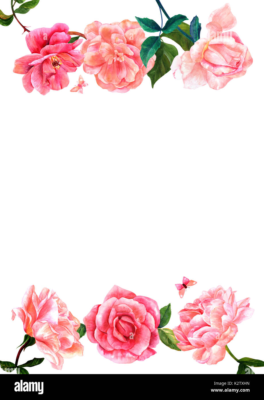 Floral invitation or greeting card design with watercolor flowers ...