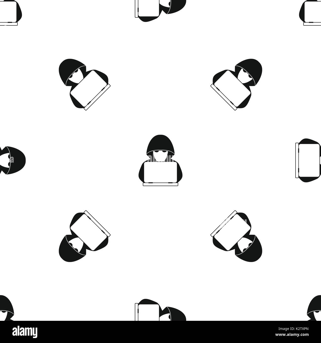 Computer hacker with laptop pattern seamless black Stock Vector Image ...