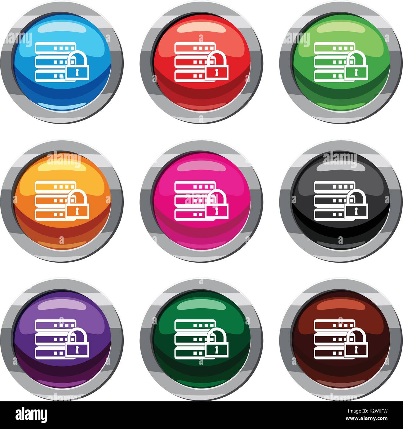 Database with padlock set 9 collection Stock Vector Image & Art - Alamy
