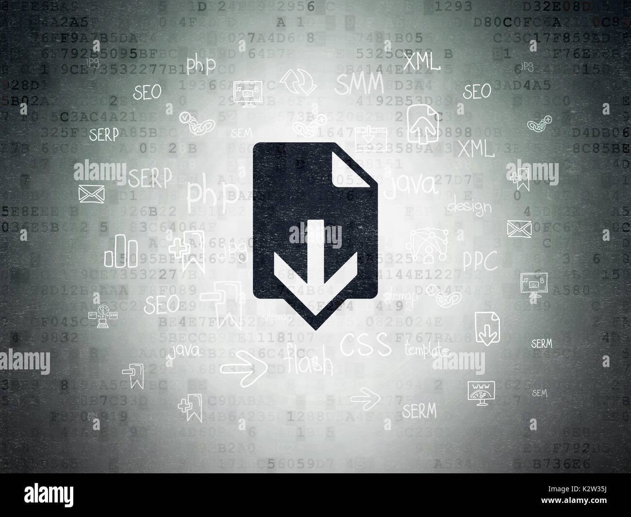 Web development concept: Download on Digital Data Paper background ...