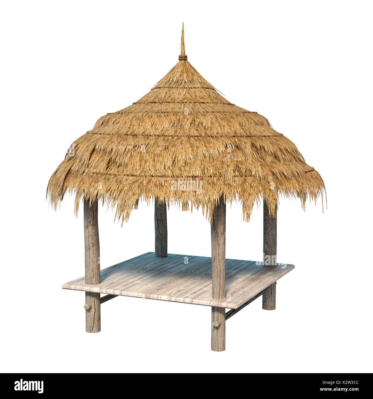 3D rendering of a straw pavilion isolated on white background Stock ...