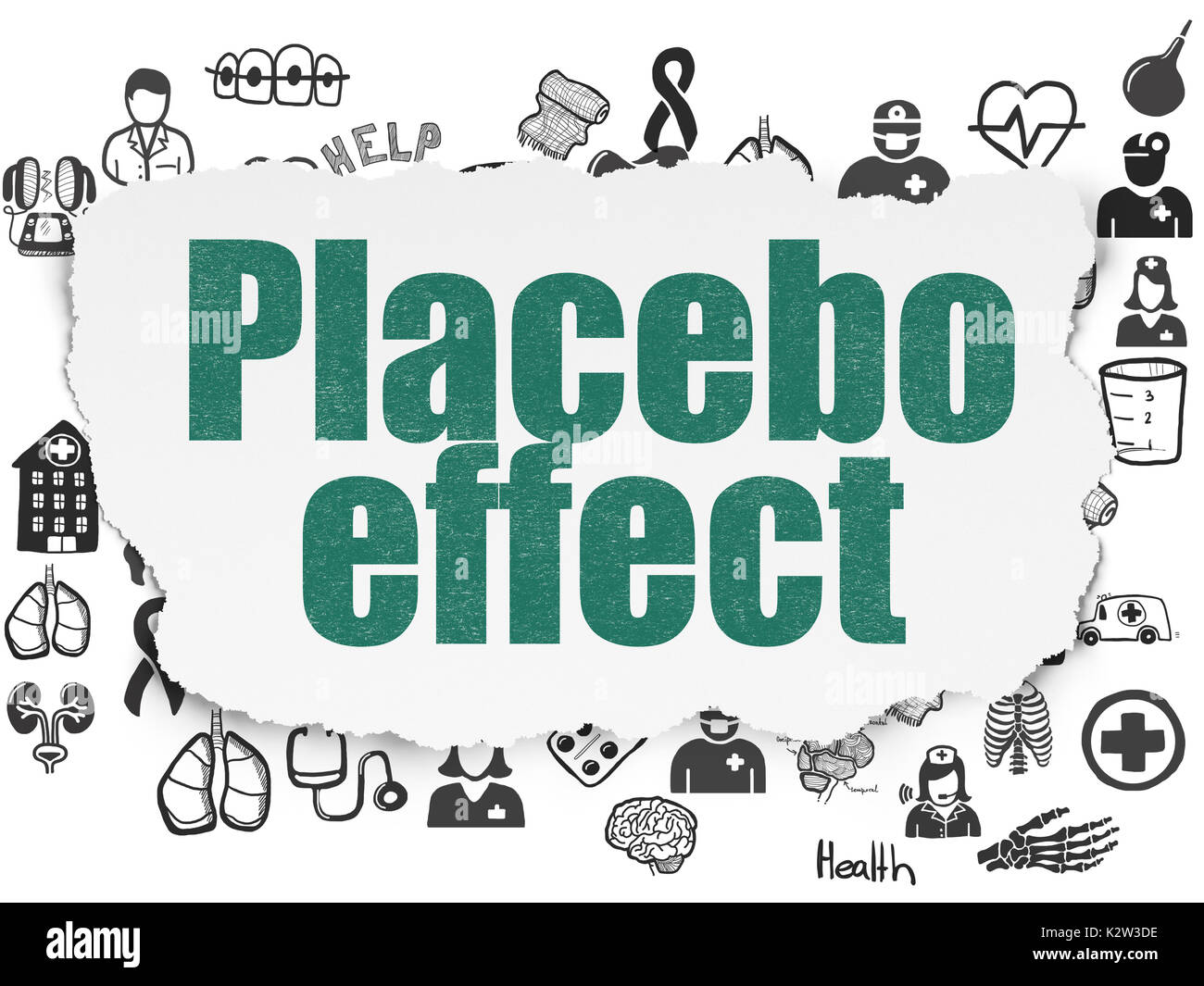 Health concept: Placebo Effect on Torn Paper background Stock Photo - Alamy