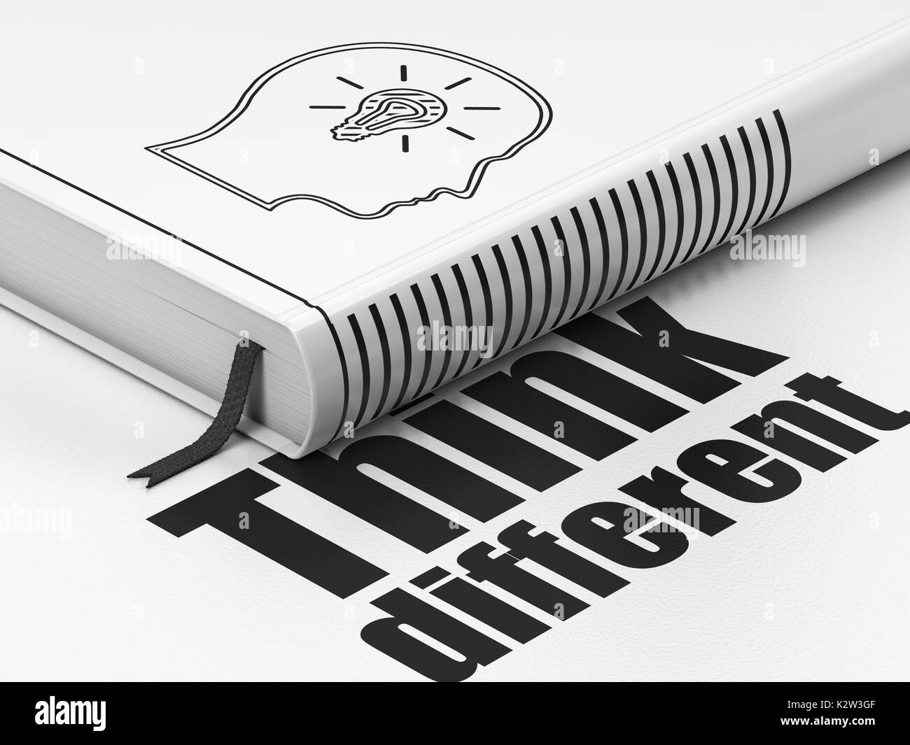 Education concept: book Head With Lightbulb, Think Different on white ...