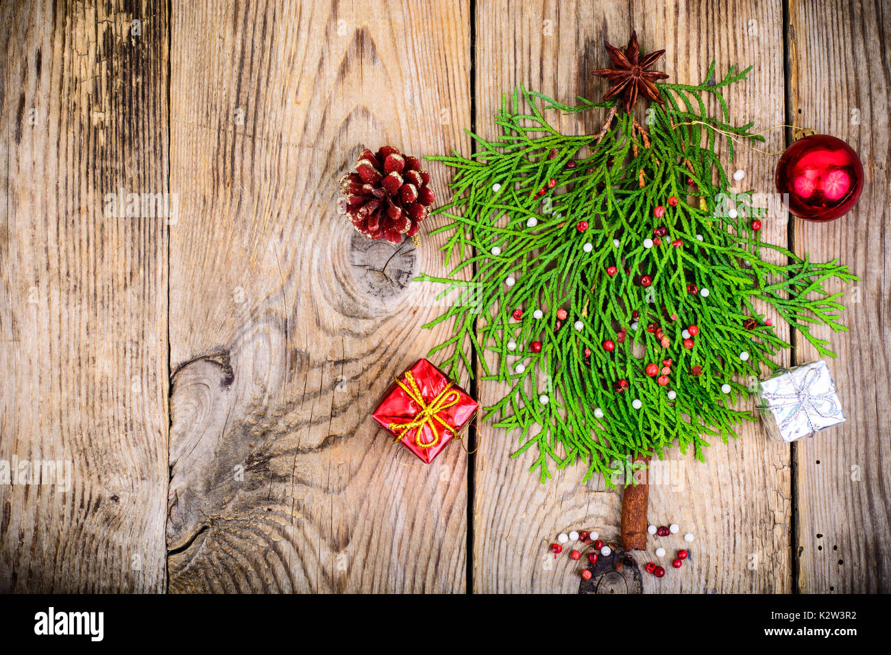New Year's Concept. Spruce tree. Studio Photo Stock Photo - Alamy