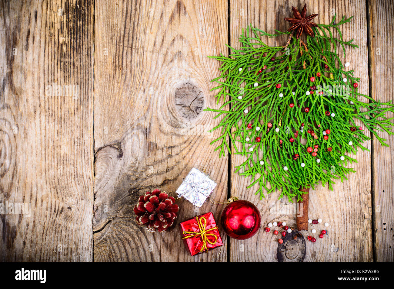New Year's Concept. Spruce tree. Studio Photo Stock Photo - Alamy