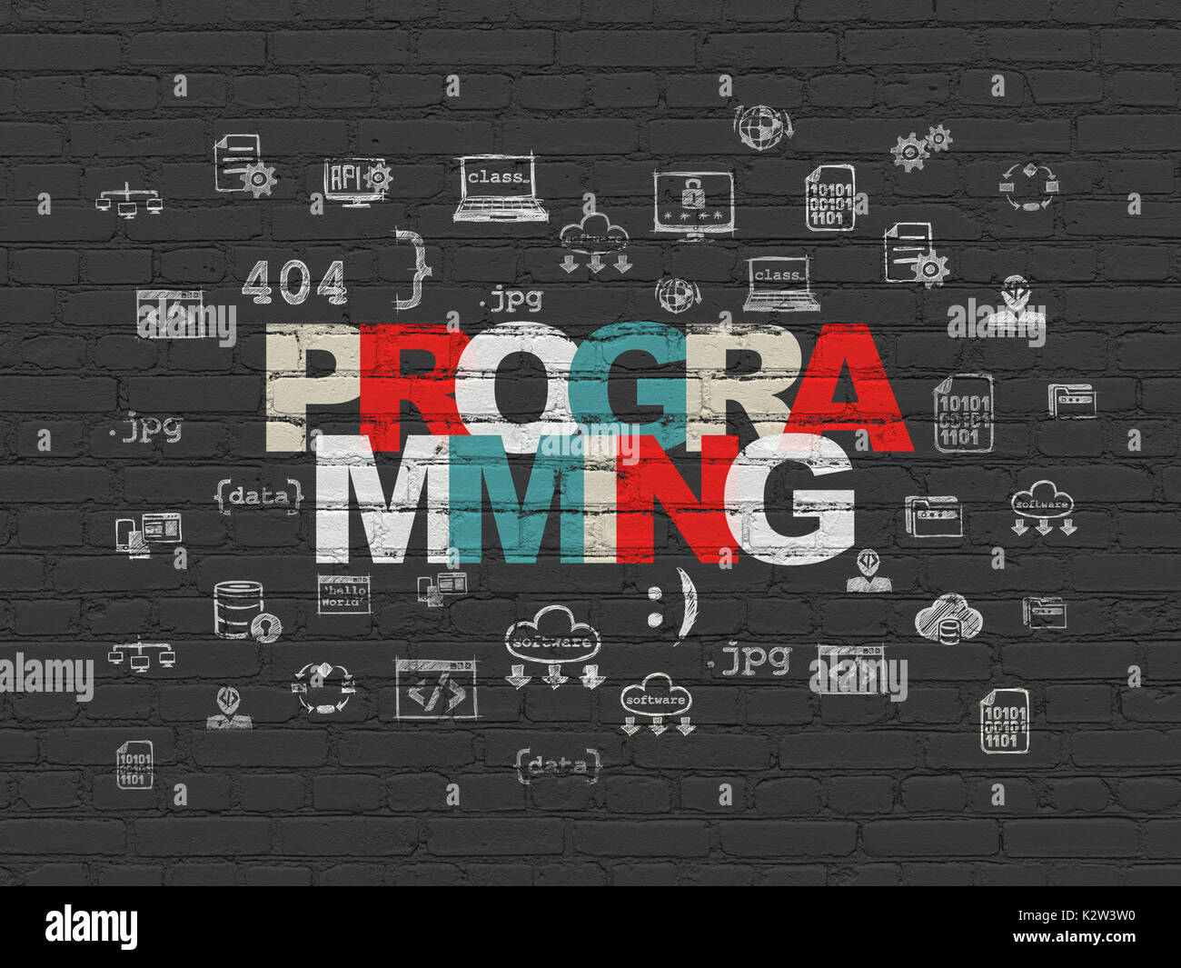 Software concept: Programming on wall background Stock Photo - Alamy