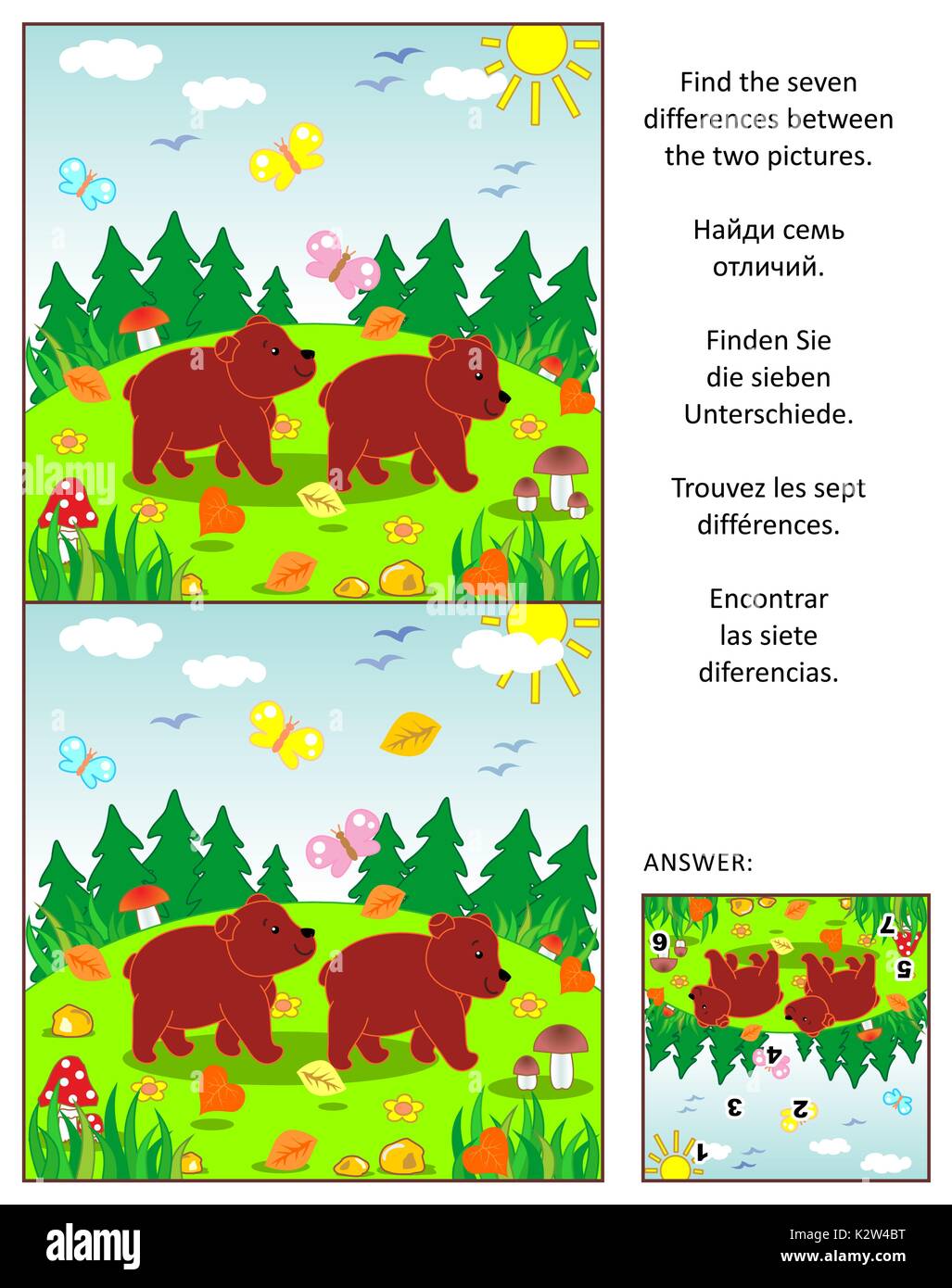 Visual puzzle: Find the seven differences between the two pictures of ...