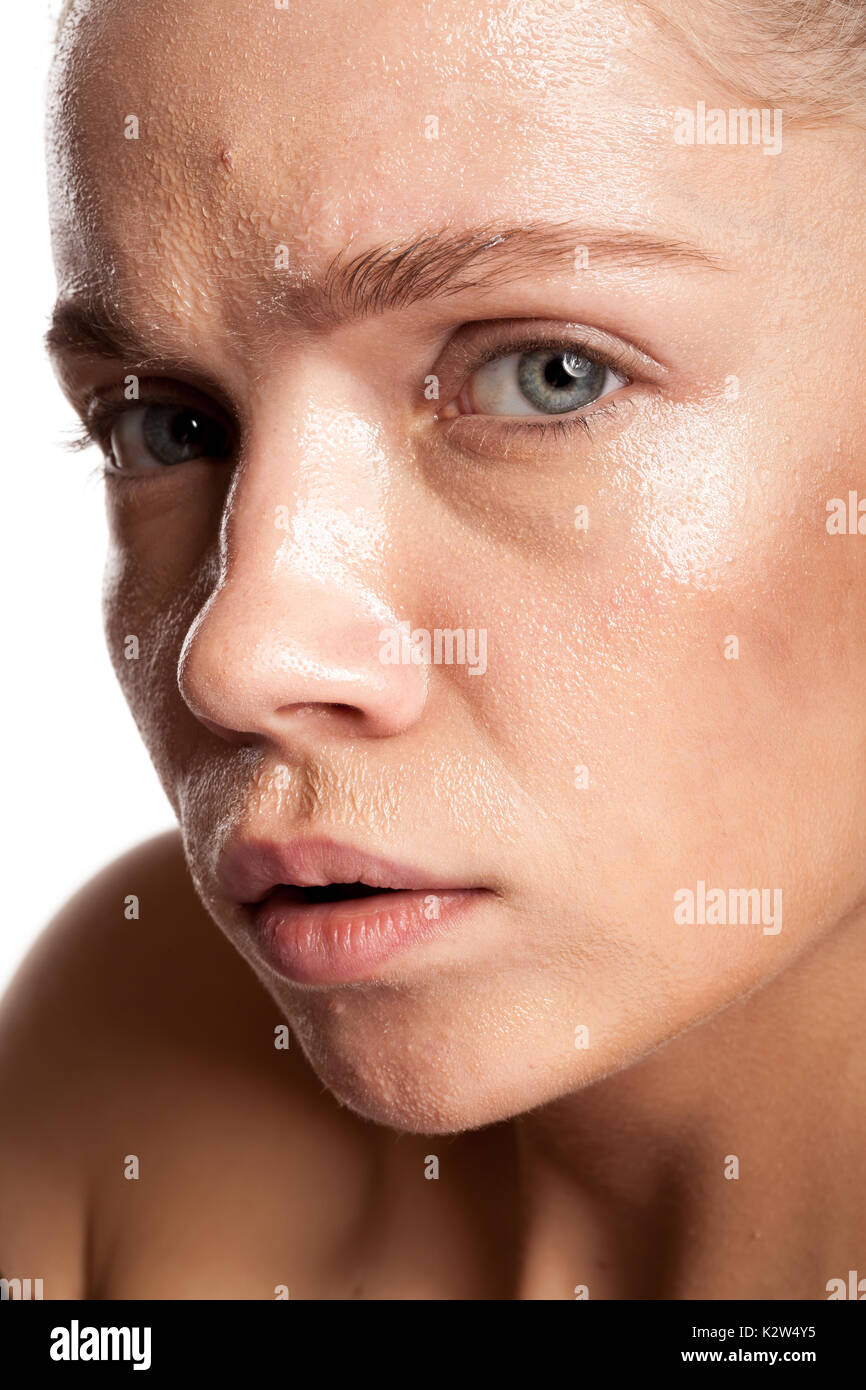 Beautiful woman with wet face. Studio photo. Beauty and skin care Stock ...