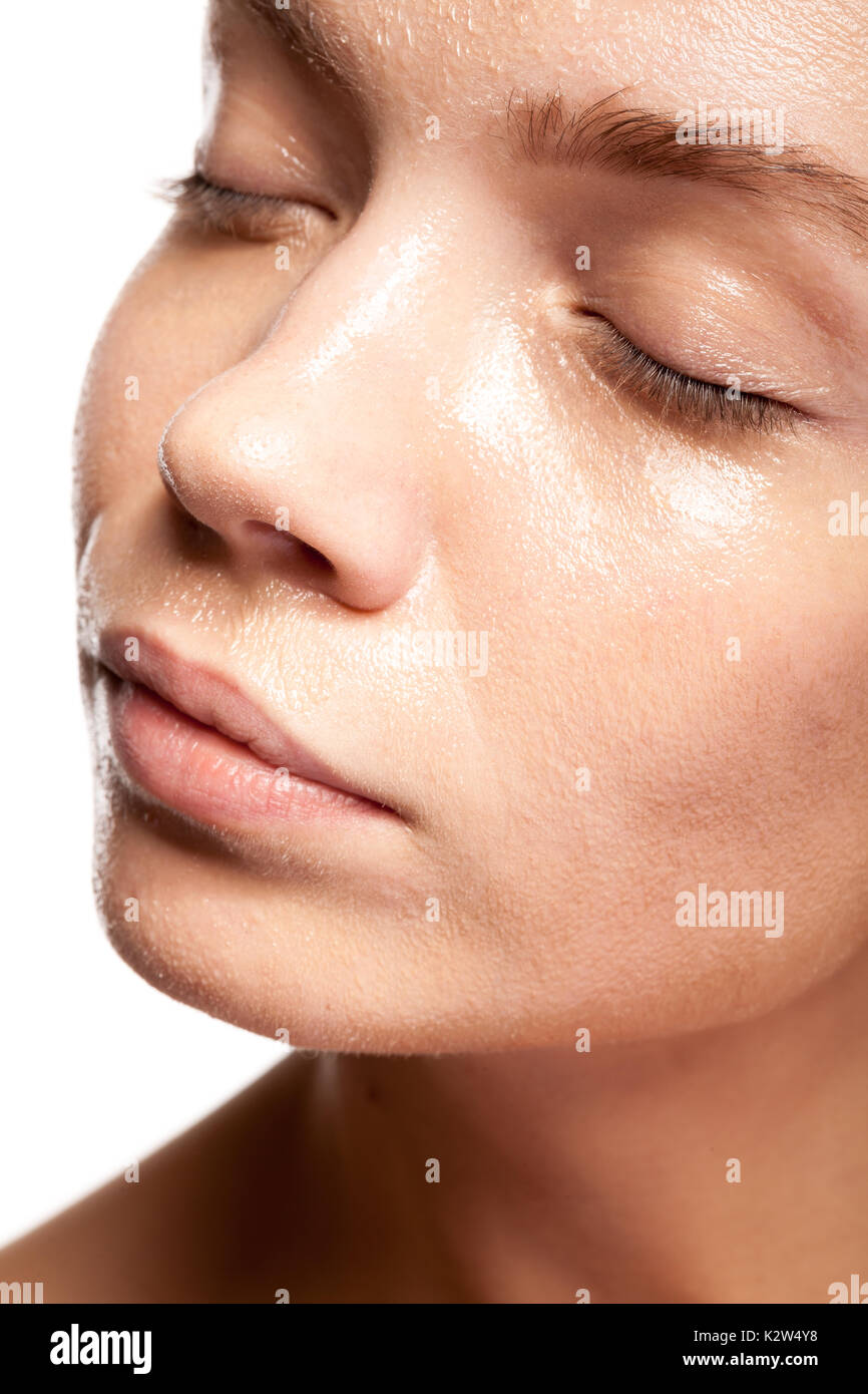 Beautiful woman with wet face. Studio photo. Beauty and skin care Stock ...