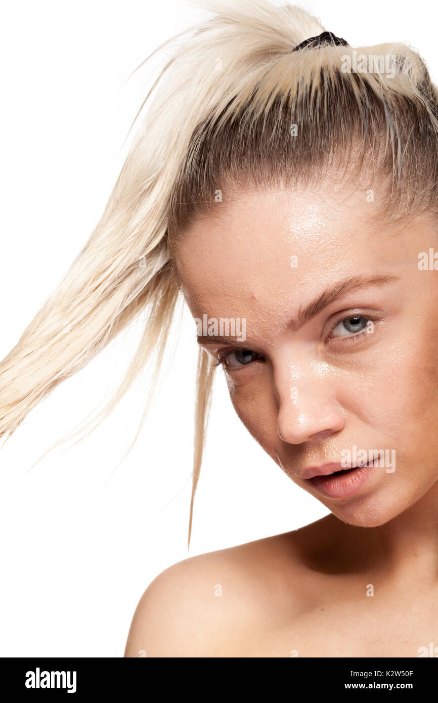 Gorgeous woman with wet face. Studio photo. Beauty and skin care Stock ...