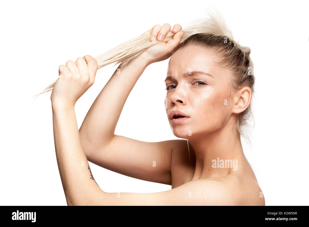 Gorgeous woman with wet face. Studio photo. Beauty and skin care Stock ...