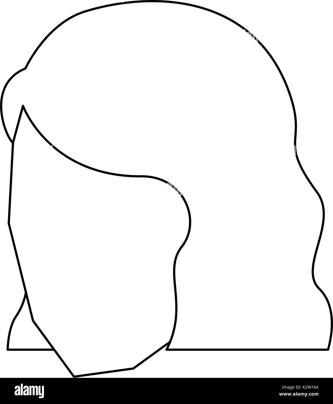 woman head faceless with short hairstyle sketch silhouette in white ...