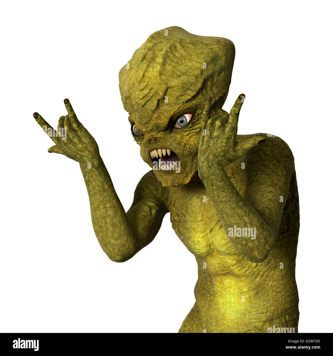 3D rendering of a green alien isolated on white background Stock Photo ...