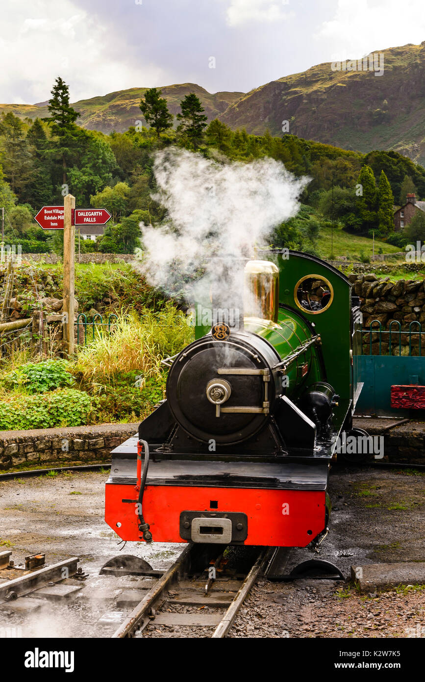 La'al Ratty narrow gauge steam engine on the turntable at Dalegarth ...