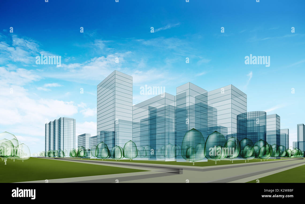Abstract city 3d rendering Stock Photo - Alamy